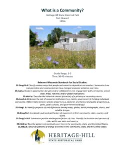 What Is A Community Lesson | Heritage Hill State Historical Park
